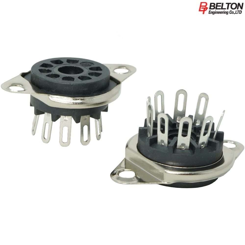 VTB9-ST-1: Belton B9A 9-pin valve base, tin plated solder lugs, mount ...