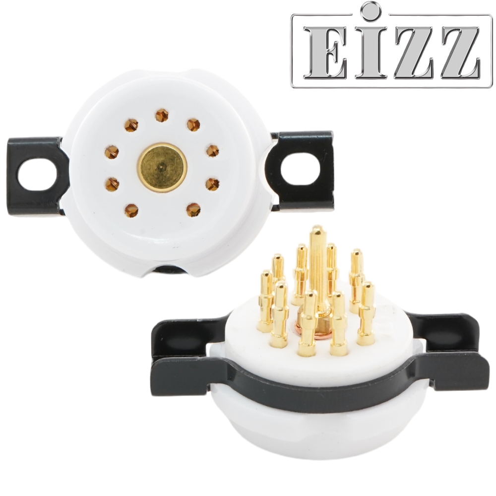 EIZZ EZ-1109 B9A, 9 Pin Chassis Mount Valve Base, Ceramic, Gold Plated ...